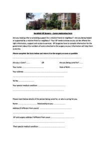 Download the carers registration form – Barnfield Hill Surgery